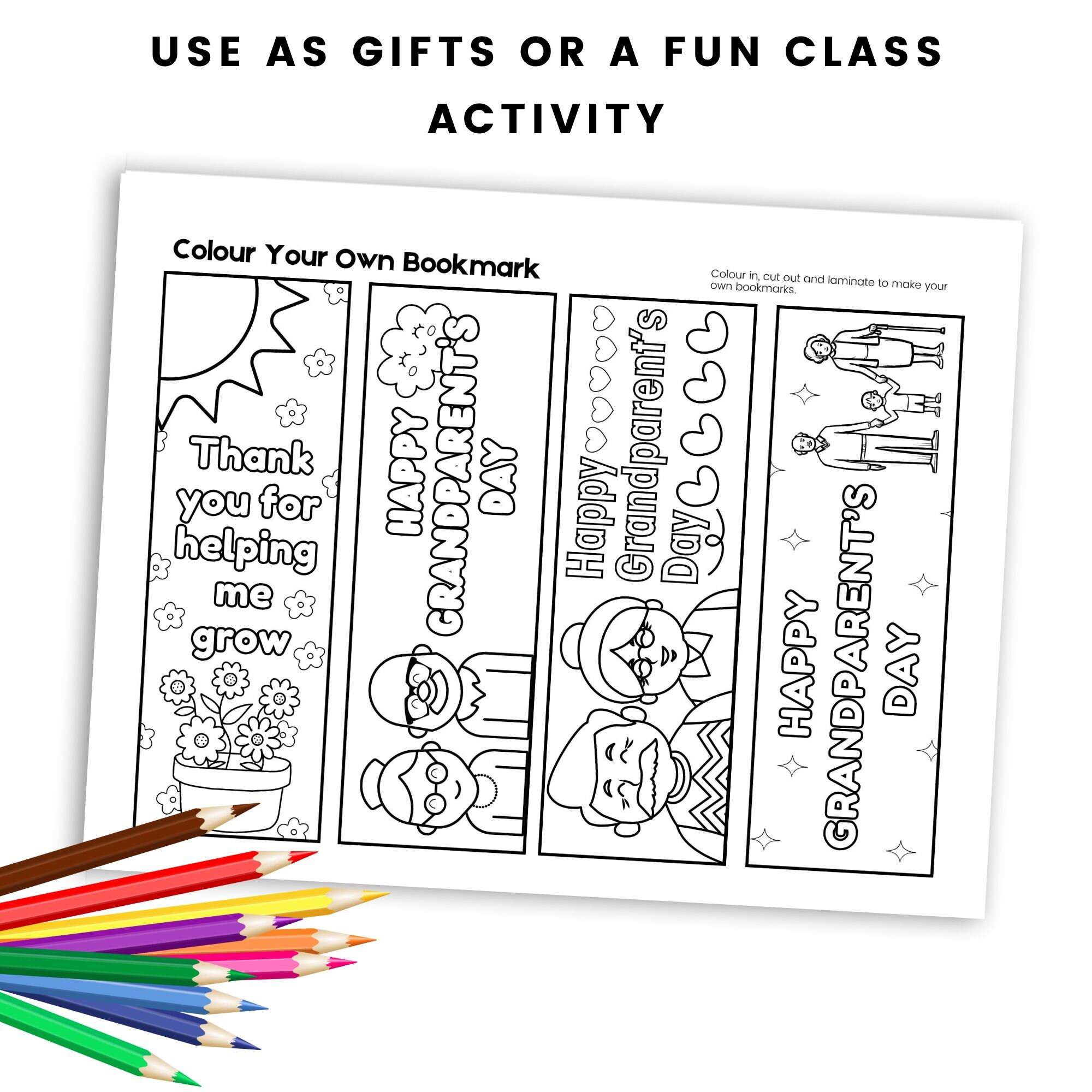 Grandparents Day Bookmarks Printable Grandparent's Day Activity Grandpa ...