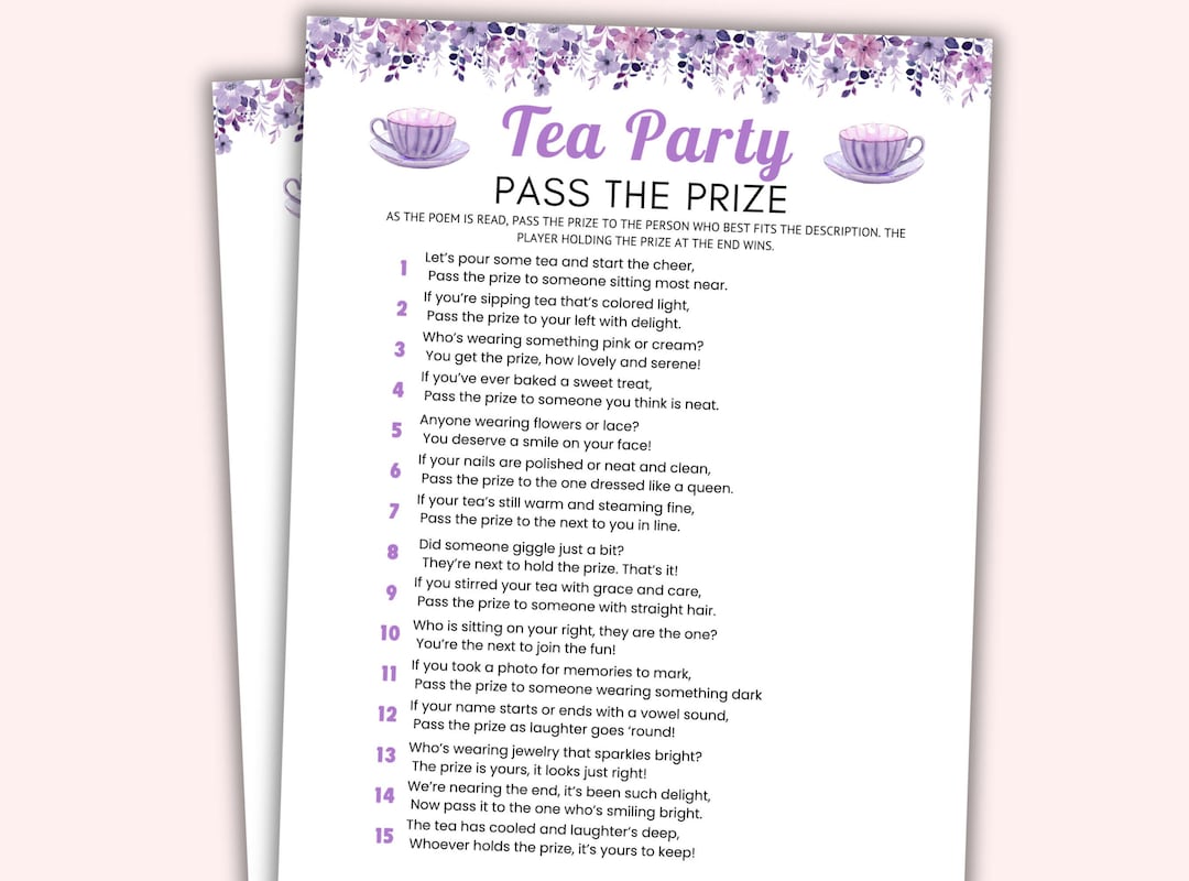 Tea Party Pass the Prize Game Adult Tea Party Games Ladies Tea Party ...