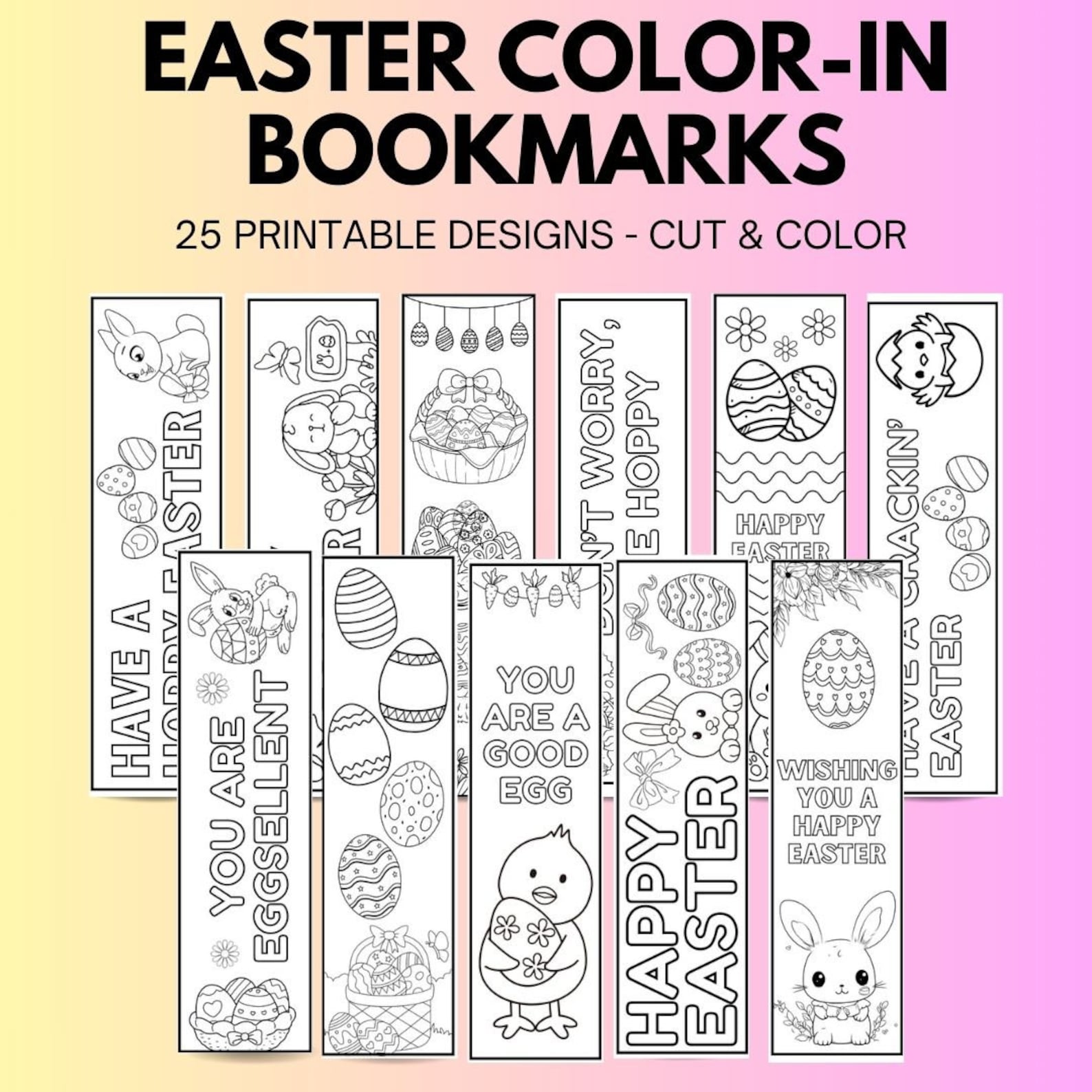 Easter Coloring Bookmarks Printable Easter Bookmarks for Kids Easter ...