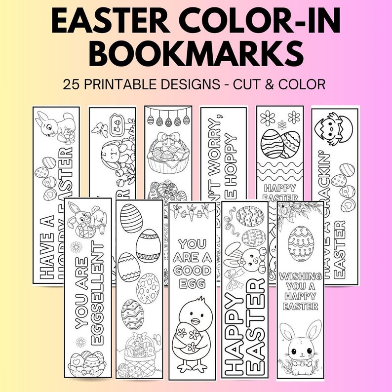 Easter Coloring Bookmarks Printable Easter Bookmarks for Kids Easter ...