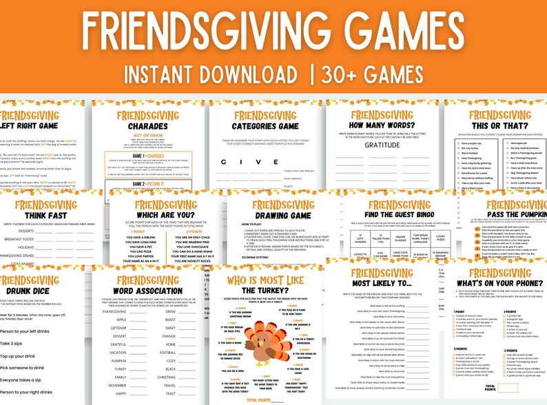 Friendsgiving Game Bundle Printable Friendsgiving Games Thanksgiving ...