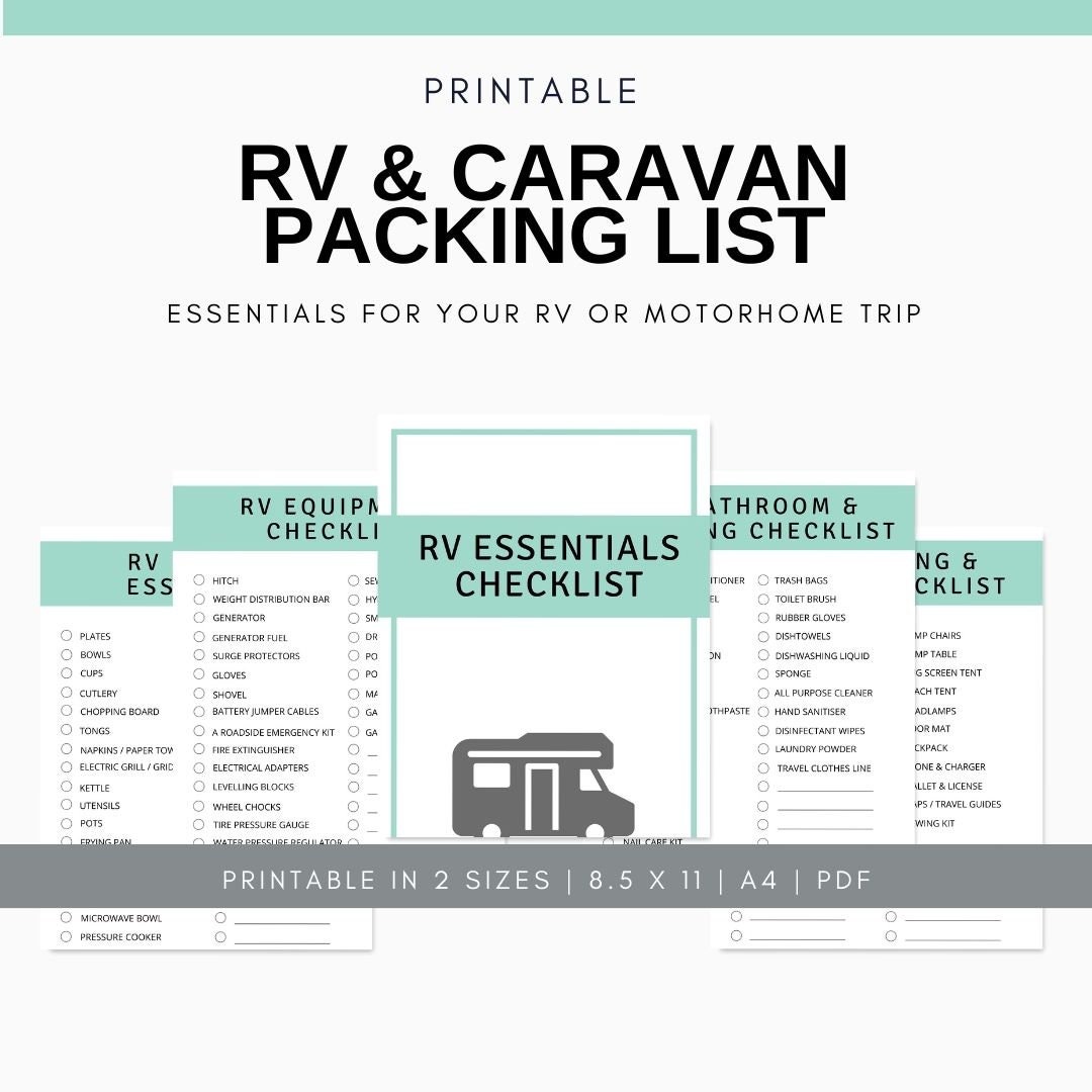 Printable RV Packing List RV Checklist Campervan Packing List Printable ...