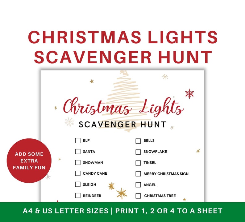 Christmas Lights Scavenger Hunt Printable Christmas Scavenger Hunt ...