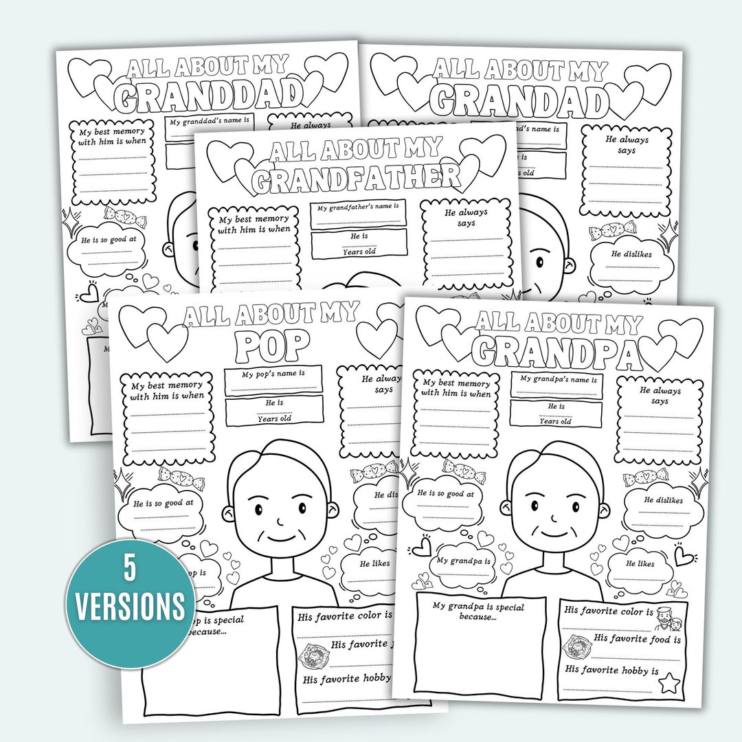 All About My Grandfather Bundle Grandparent's Day Activity Printable ...