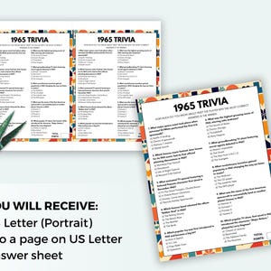 1965 Trivia Game Printable 60th Birthday Games Born in 1965 Game ...