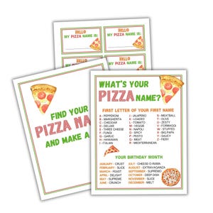 What's Your Pizza Name Party Game Printable Pizza Party Game Pizza Name ...