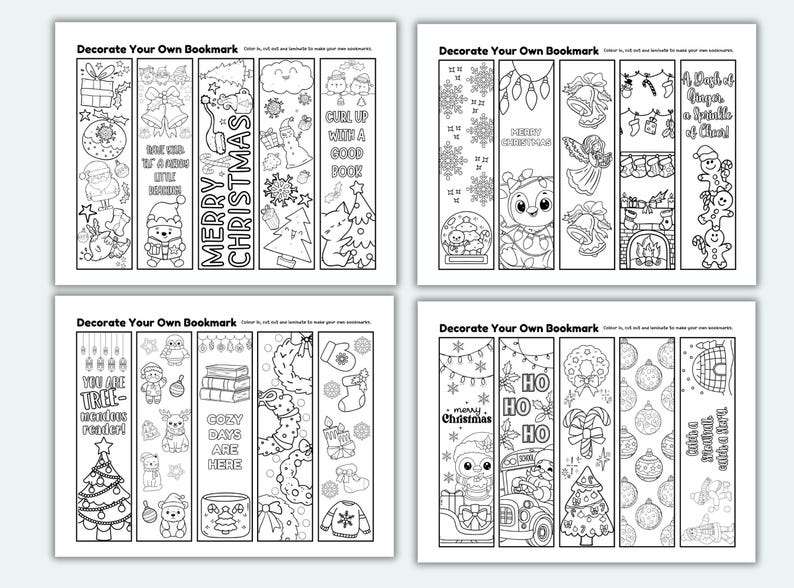 Christmas Bookmarks Printable Coloring Bookmarks for Kids Printable ...