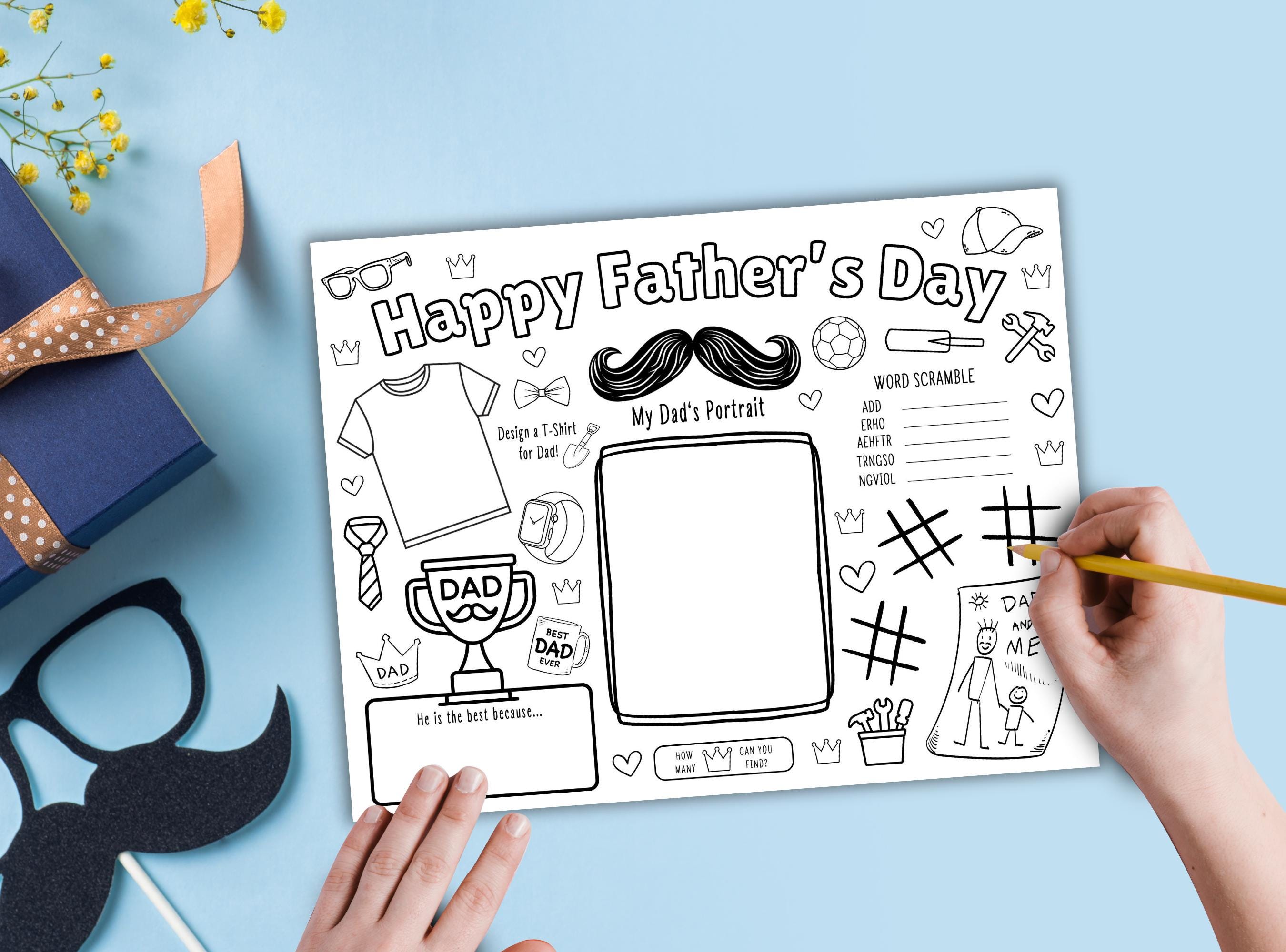 Fathers Day Activity Placemat Printable Fathers Day Coloring for Kids ...