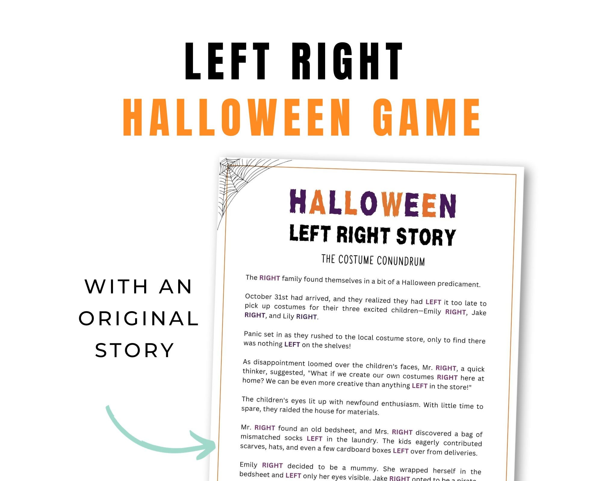 Halloween Left Right Game for Kids Printable Halloween Game - Etsy