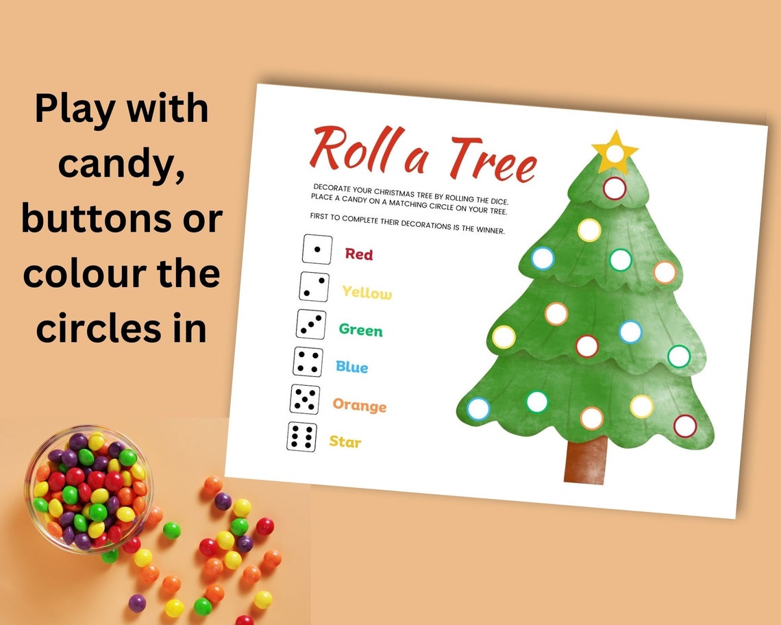Christmas Roll A Tree Game, Christmas Dice Roll Game, Roll A Christmas ...