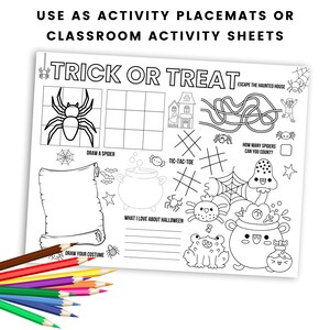 Halloween Activity Placemat Printable Halloween Coloring Placemats ...