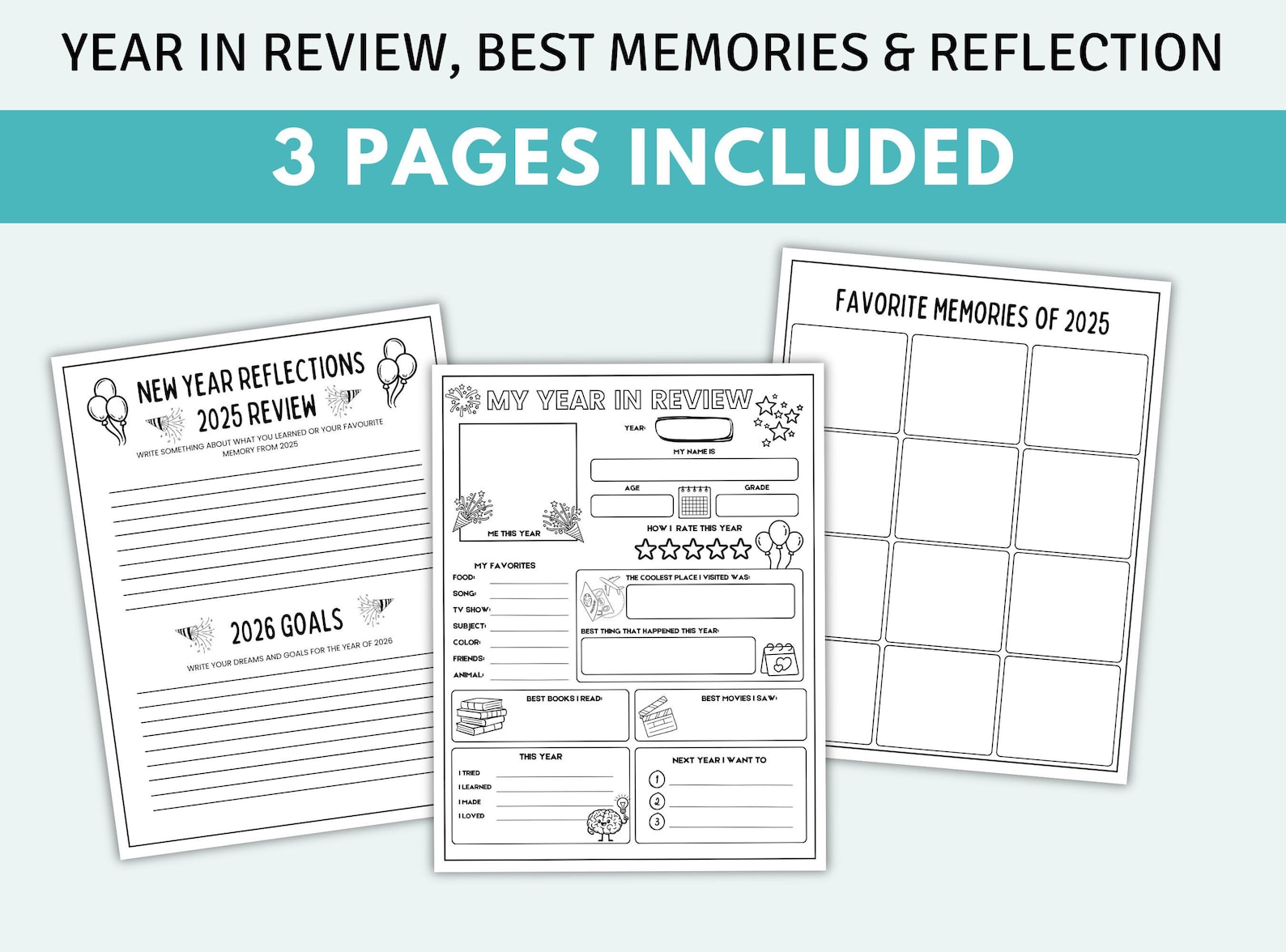 My Year in Review 2025 Printable New Years Activities Kids Year in ...