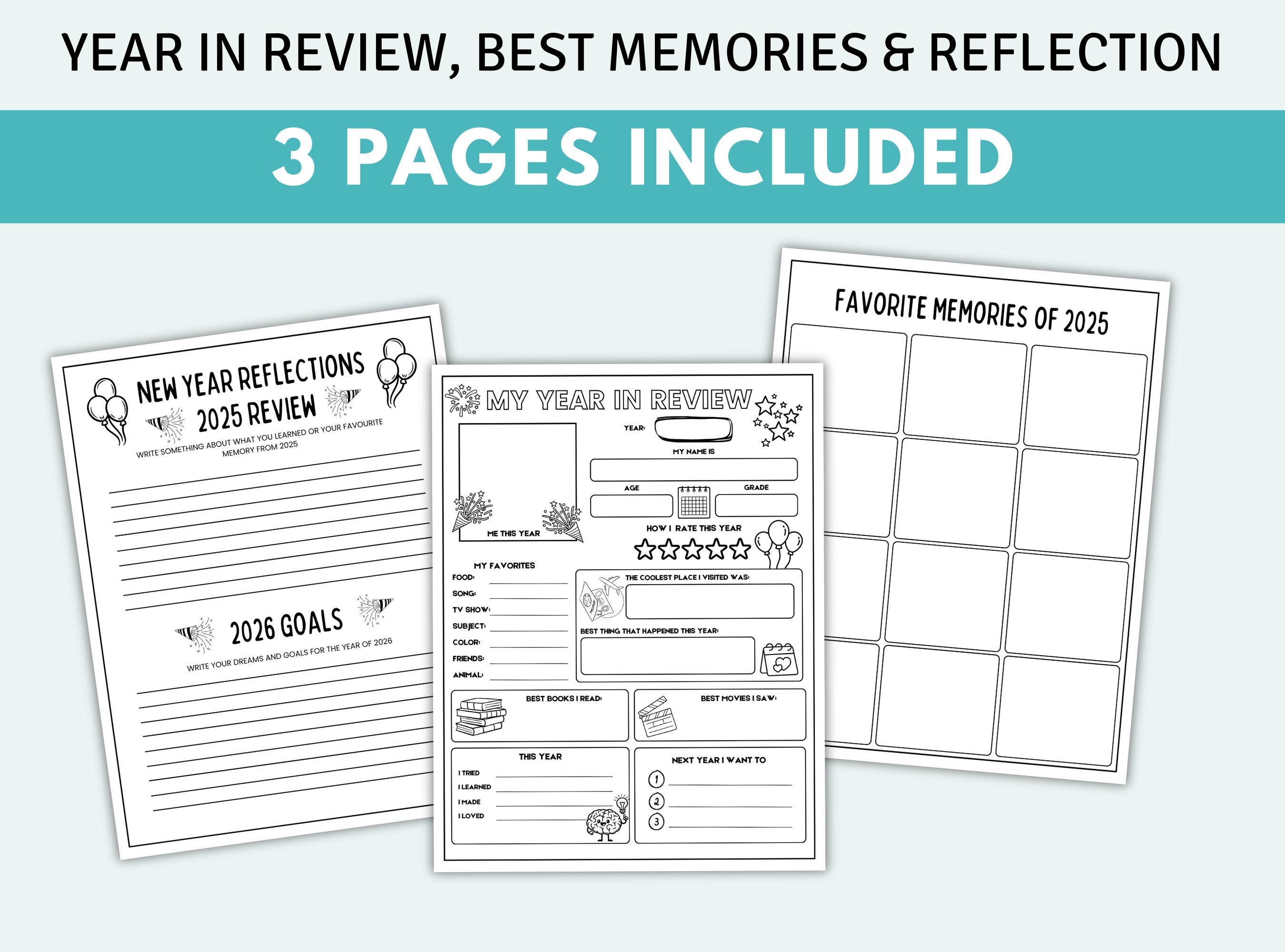 My Year in Review 2025 Printable New Years Activities Kids Year in ...