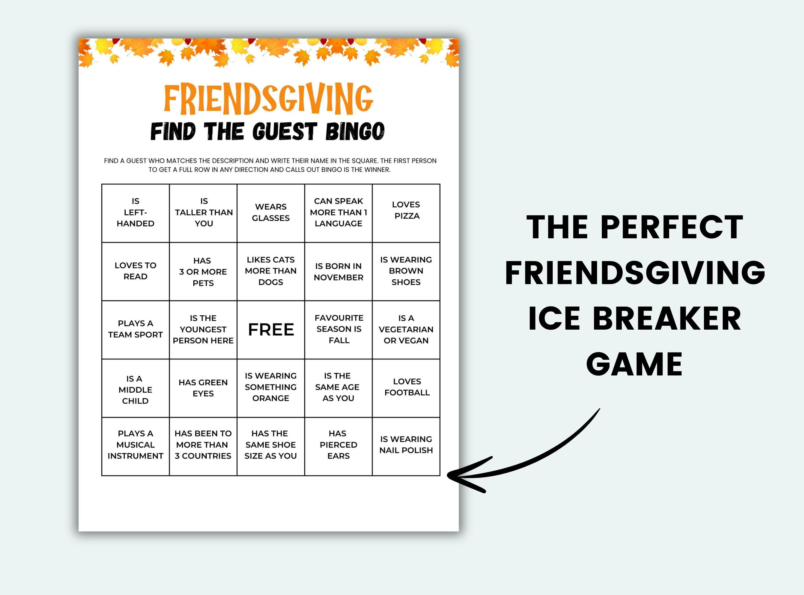 Friendsgiving Find the Guest Bingo Printable Thanksgiving Game ...