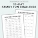 30 Day Family Fun Challenge Printable Family Fun Tracker Family Bucket ...