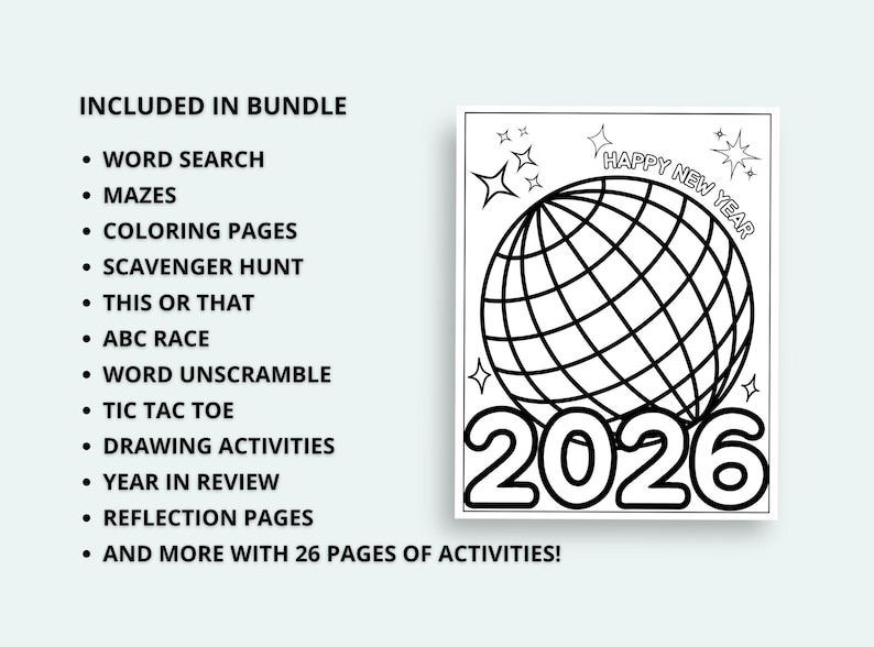 New Years Activity Bundle Printable New Years Eve 2025 Activity Sheet ...