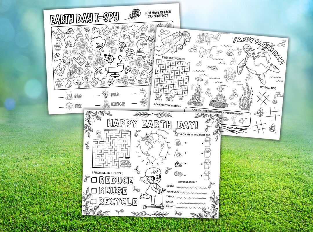 Earth Day Activity Placemat Printable Earth Day Coloring Placemats ...
