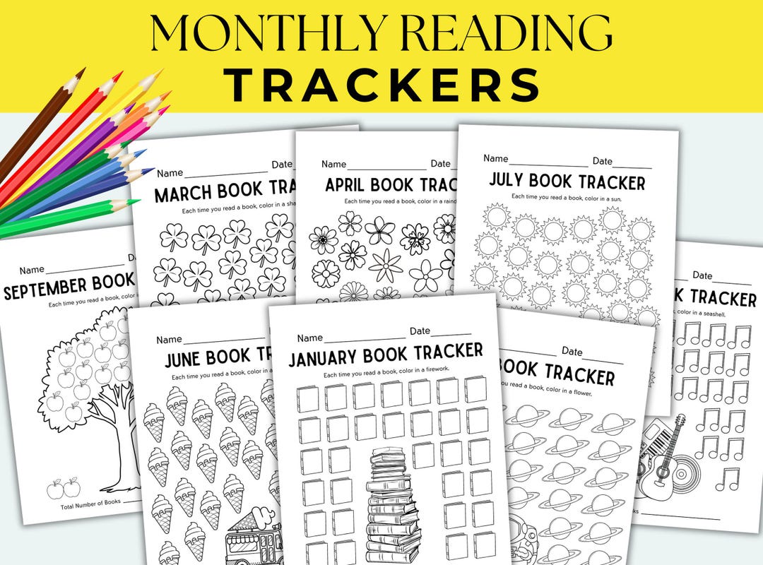 Monthly Reading Trackers Printable Kids Reading Tracker Reading Log for ...