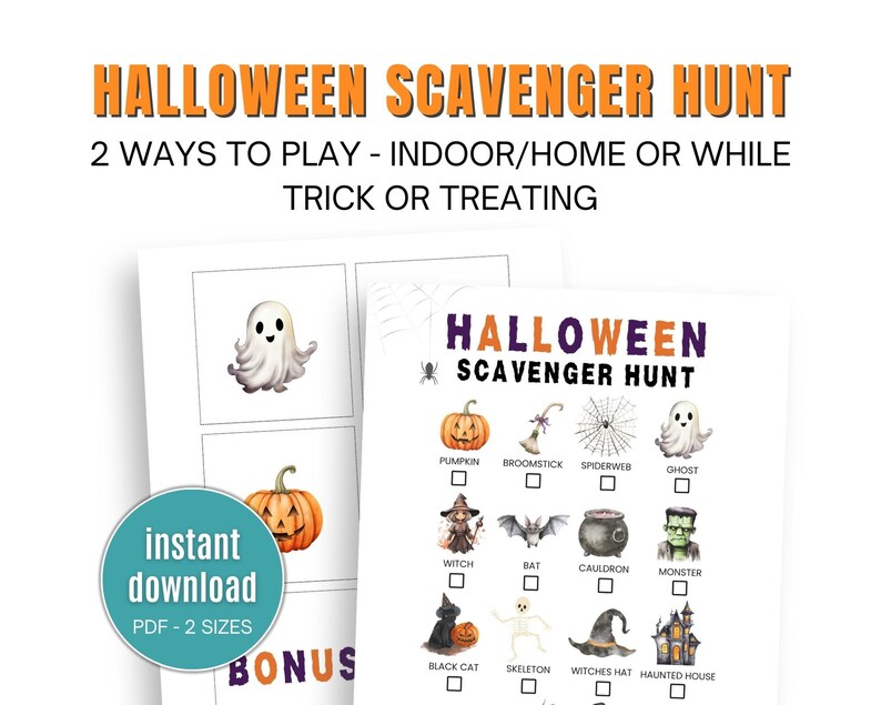 Halloween Scavenger Hunt Printable Halloween Indoor Scavenger Hunt ...