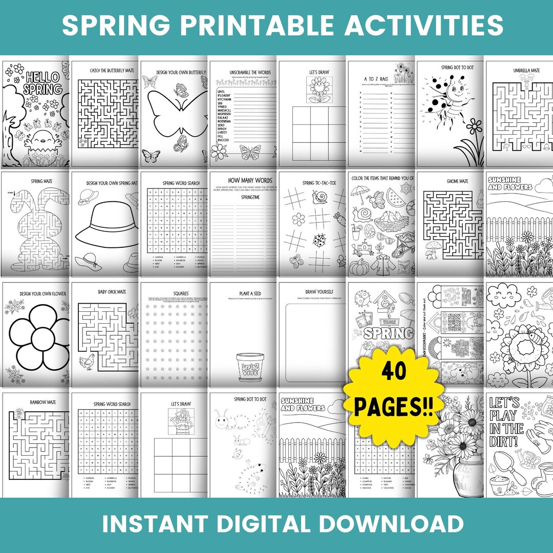Spring Activity Bundle Printable Spring Kids Activities Spring ...