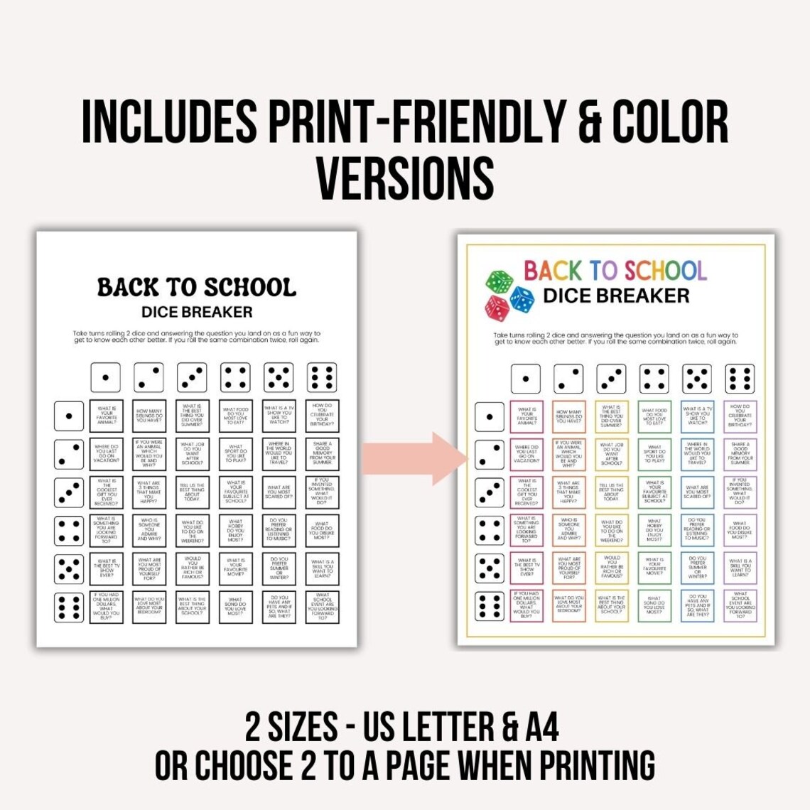 Back to School Game Printable Ice Breaker Game 1st Day of School ...