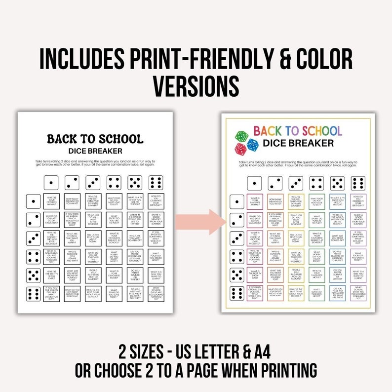 Back to School Game Printable Ice Breaker Game 1st Day of School ...