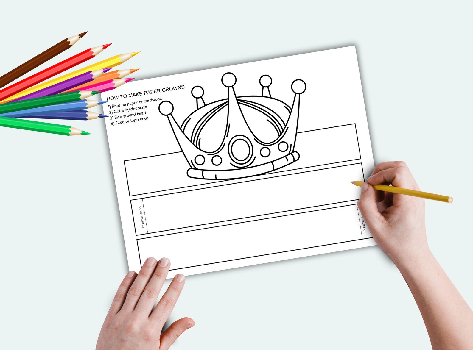 Princess Paper Crown Printable Prince Crown Printable Crown Headband ...