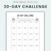 30 Day Challenge Printable 30 Day Challenge Tracker Daily Challenge ...