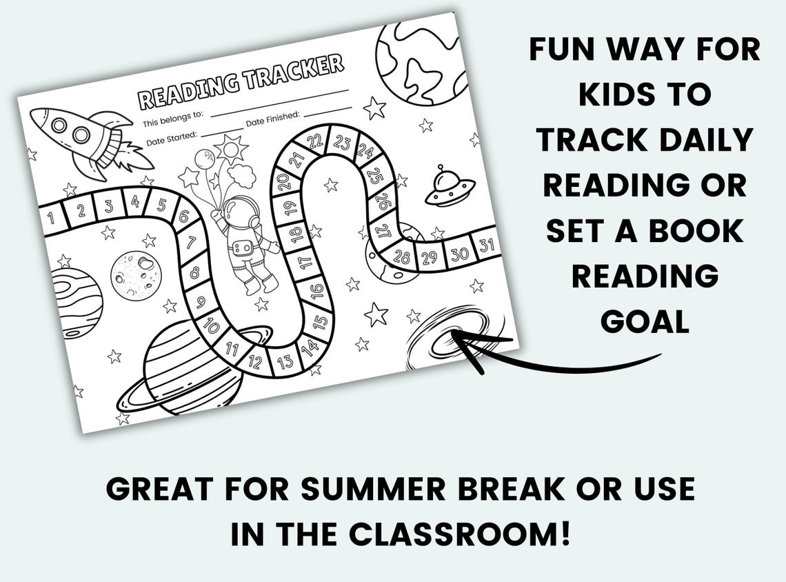 Space Reading Challenge Reading Tracker for Kids Printable Book Tracker ...