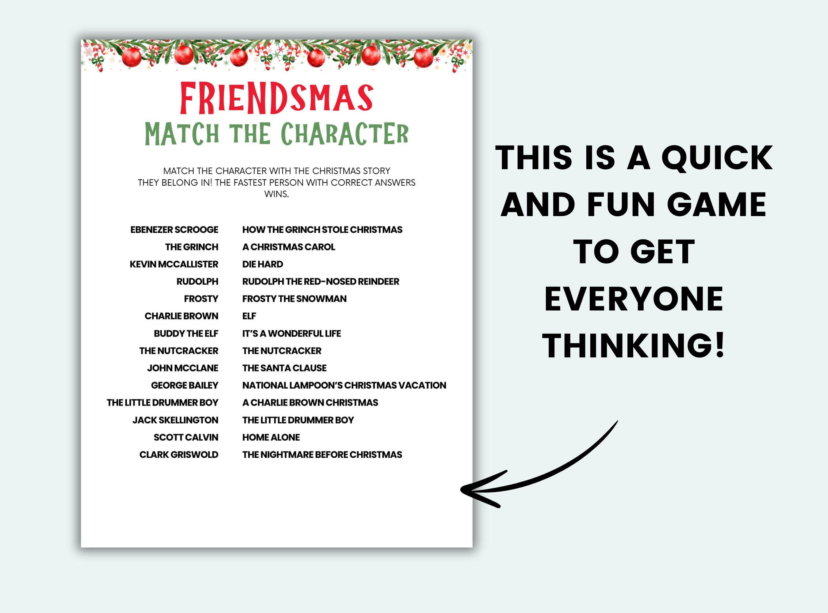 Friendsmas Match the Character Game Printable Christmas Game Christmas ...