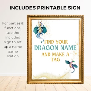 What's Your Dragon Name Party Game Printable Dragon Game Dragon Name ...
