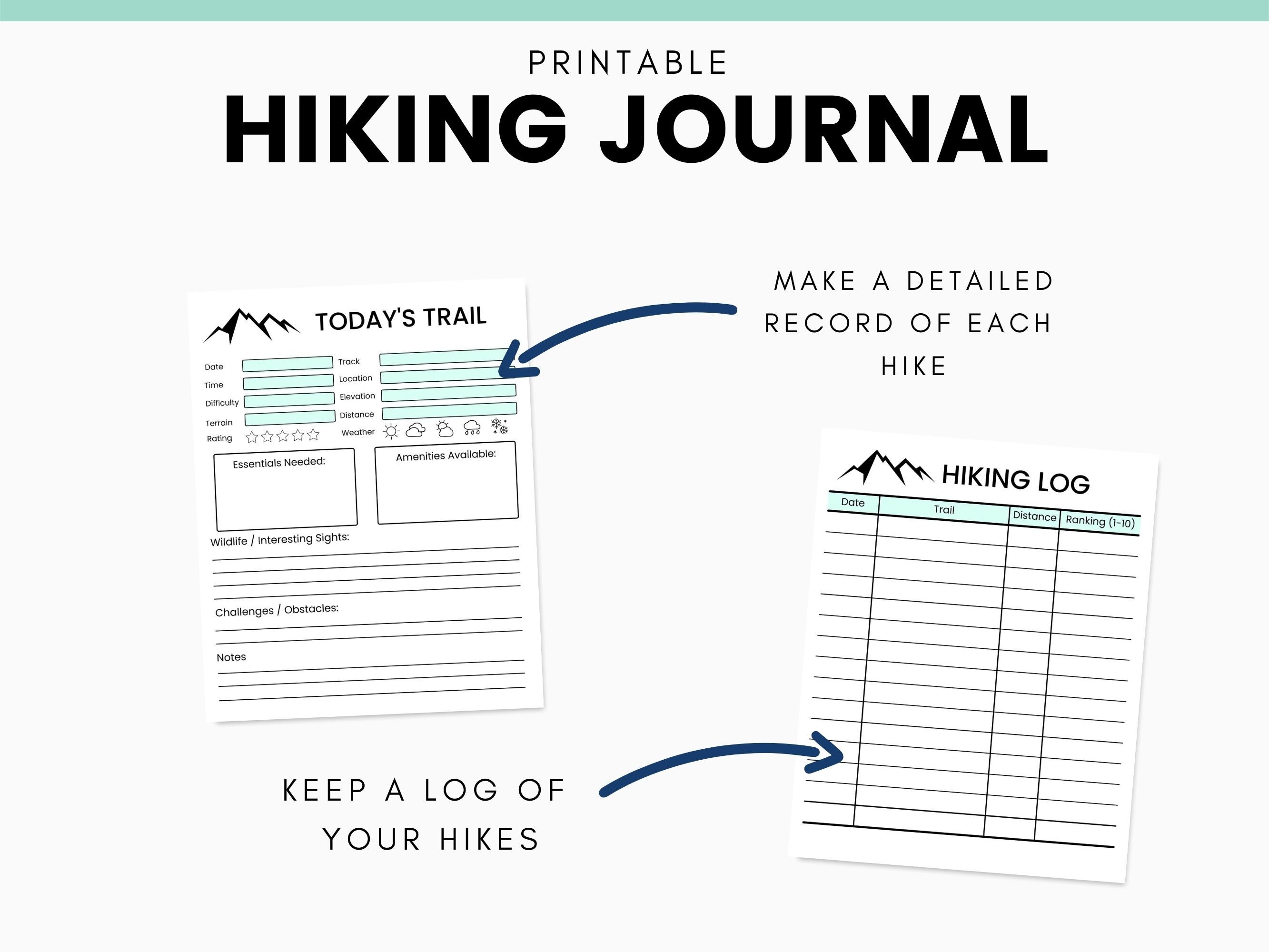 Printable Hiking Journal Hiking Trail Log Hiking Planner Download ...
