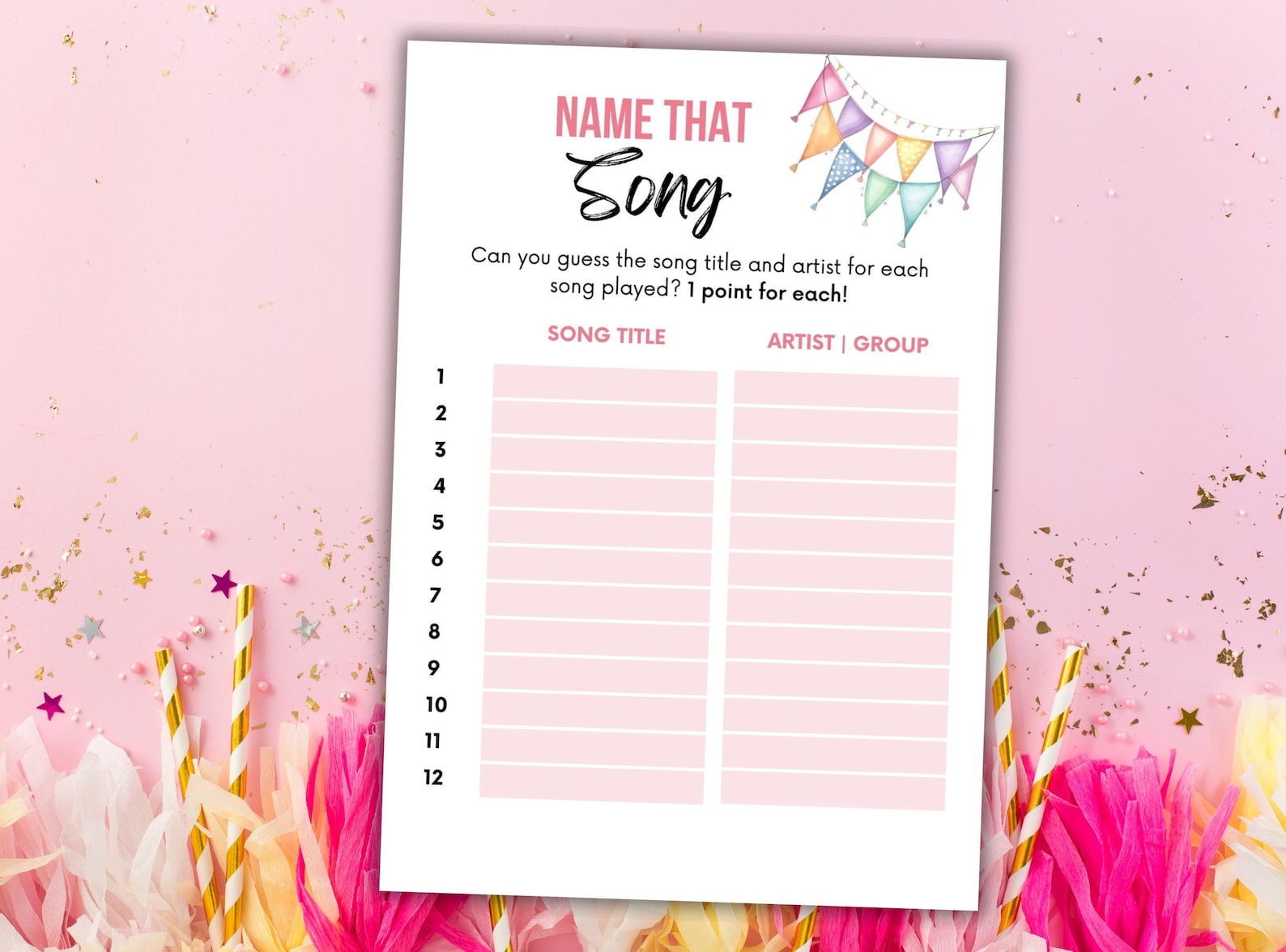 Name That Song Party Game Printable Music Trivia Party Game Birthday ...