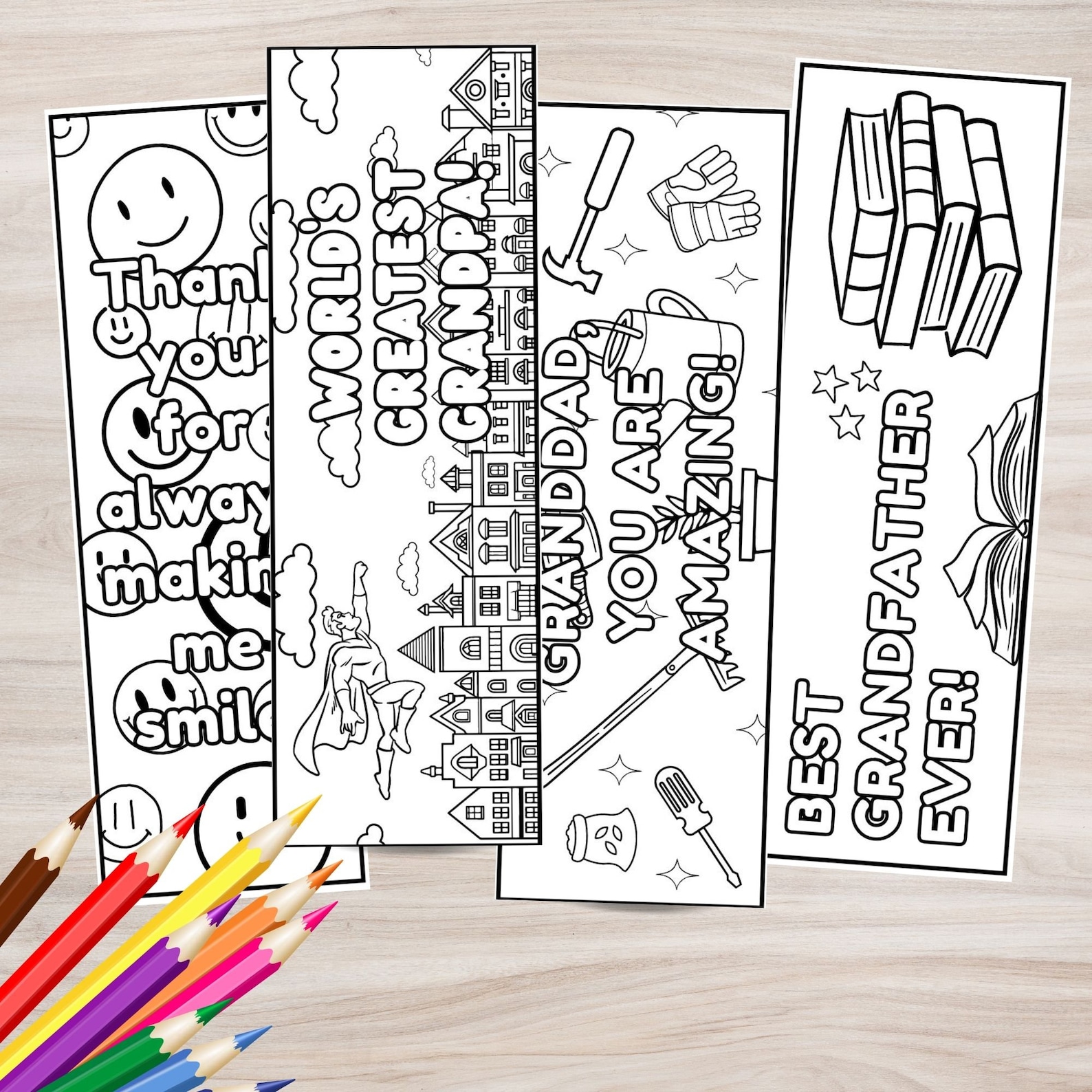 Grandfather Bookmarks Grandparents Day Bookmarks Printable Grandparent ...