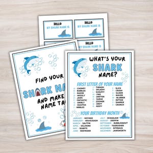 What's Your Shark Name Game Printable Shark Party Game Shark Week Game ...