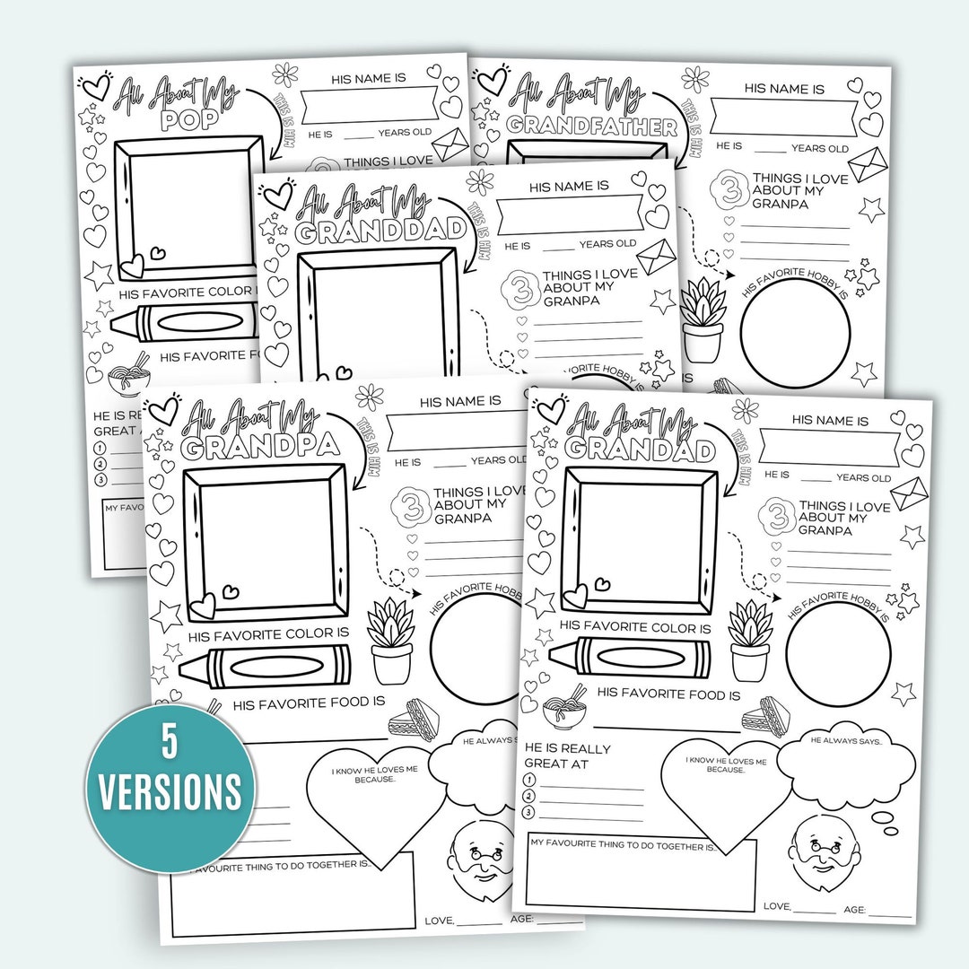 All About My Grandpa Bundle Grandparent's Day Activity Printable All ...