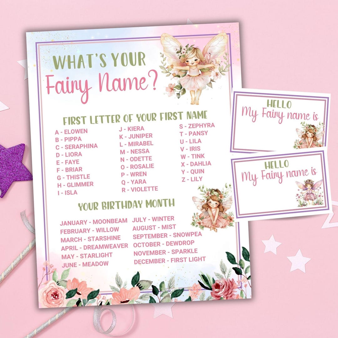 What's Your Fairy Name Party Game Printable Fairy Game Fairy Name ...