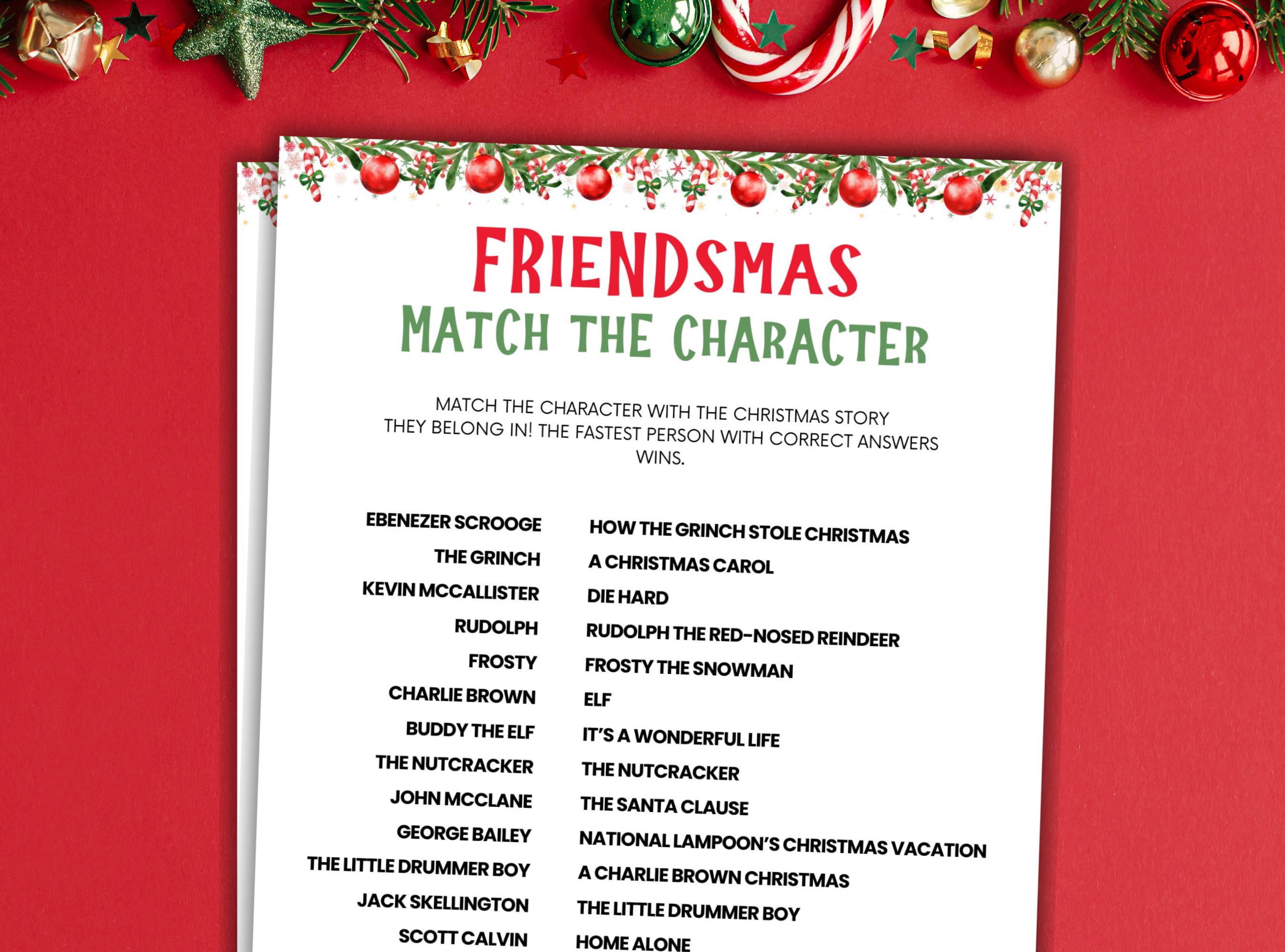 Friendsmas Match the Character Game Printable Christmas Game Christmas ...
