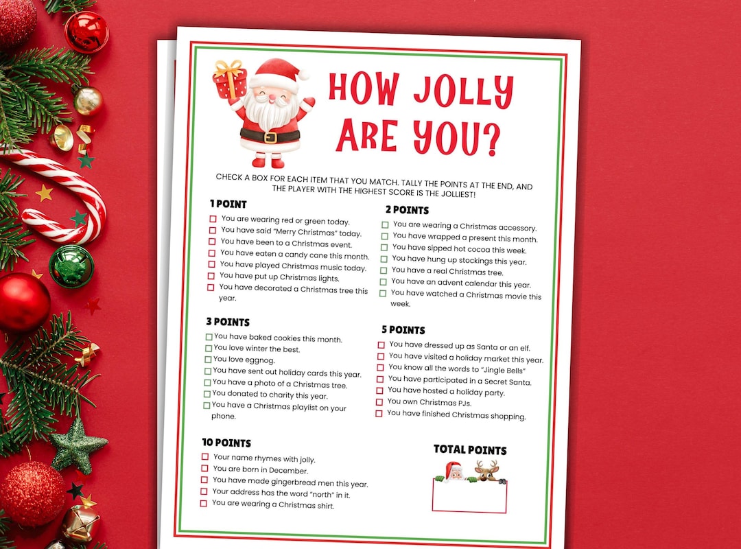 How Jolly Are You Game Printable Christmas Game Christmas Party Game ...