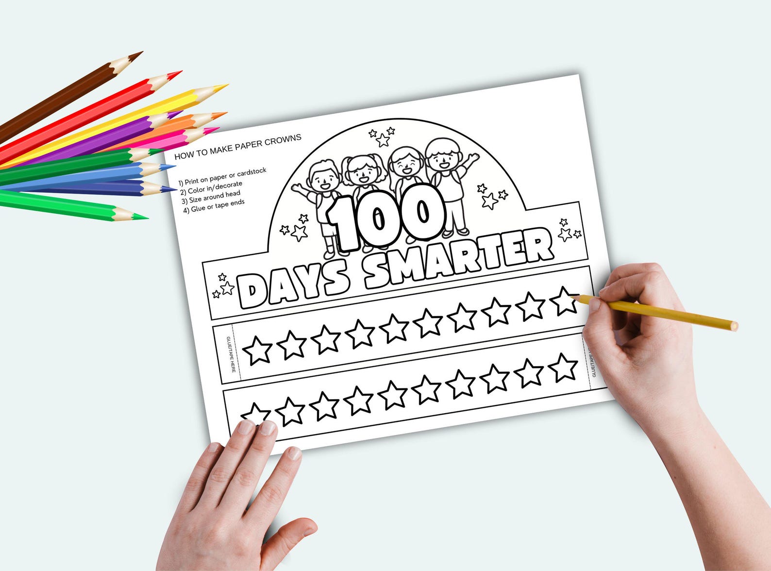 100 Days of School Paper Crown Printable Paper Crown 100th Day of ...