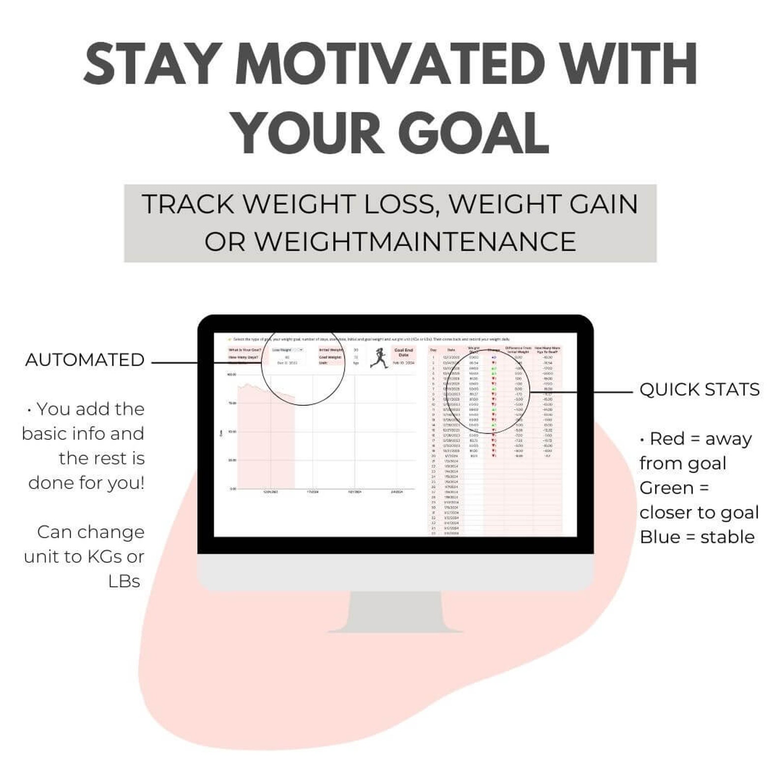 Daily Weight Tracker Spreadsheet Weight Tracking Spreadsheet Weight ...