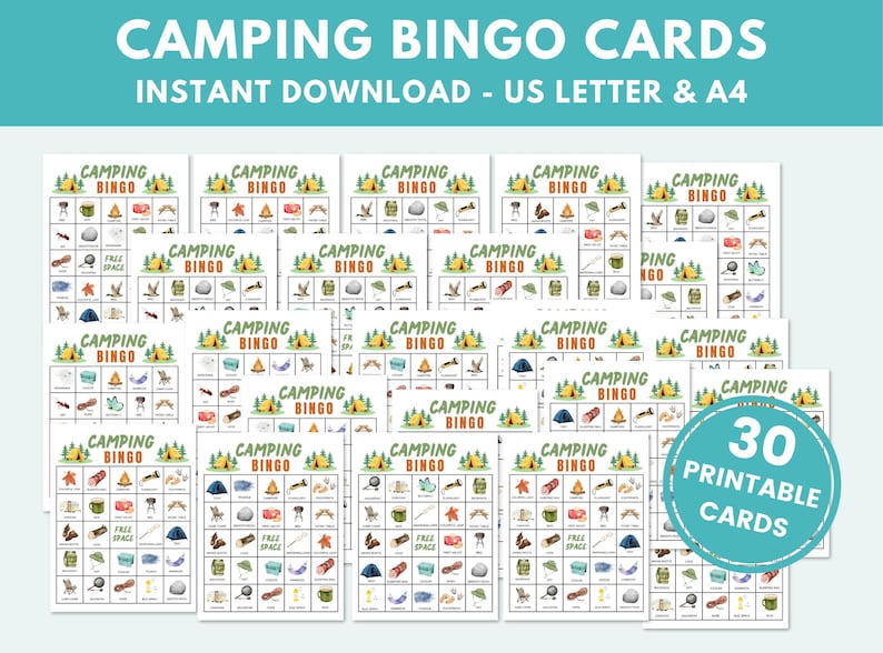 Camping Bingo Game Printable Camping Games Camp Bingo Camping Classroom ...