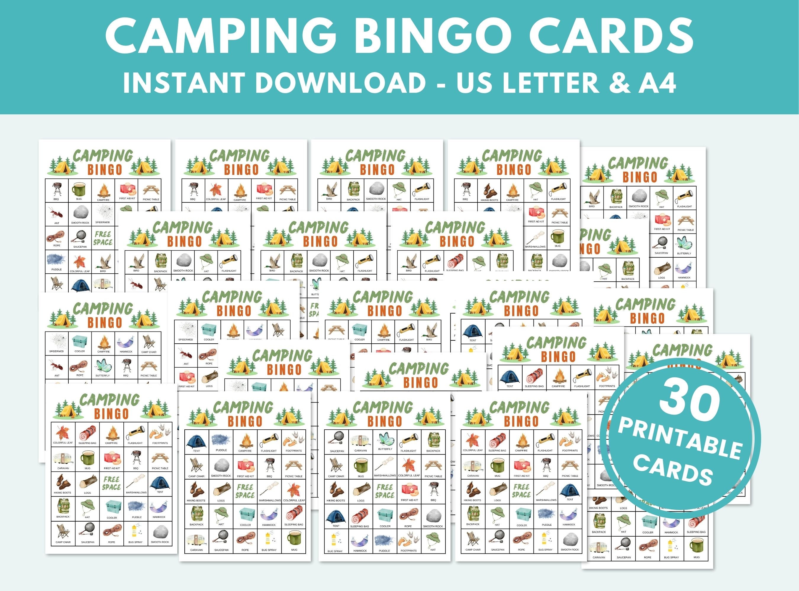 Camping Bingo Game Printable Camping Games Camp Bingo Camping Classroom ...