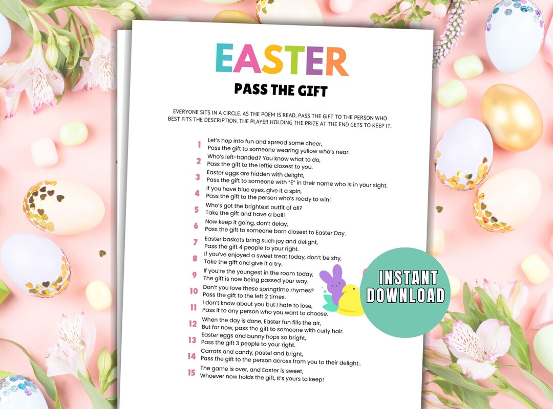Easter Pass the Gift Game Easter Egg Exchange Game Easter Pass the ...