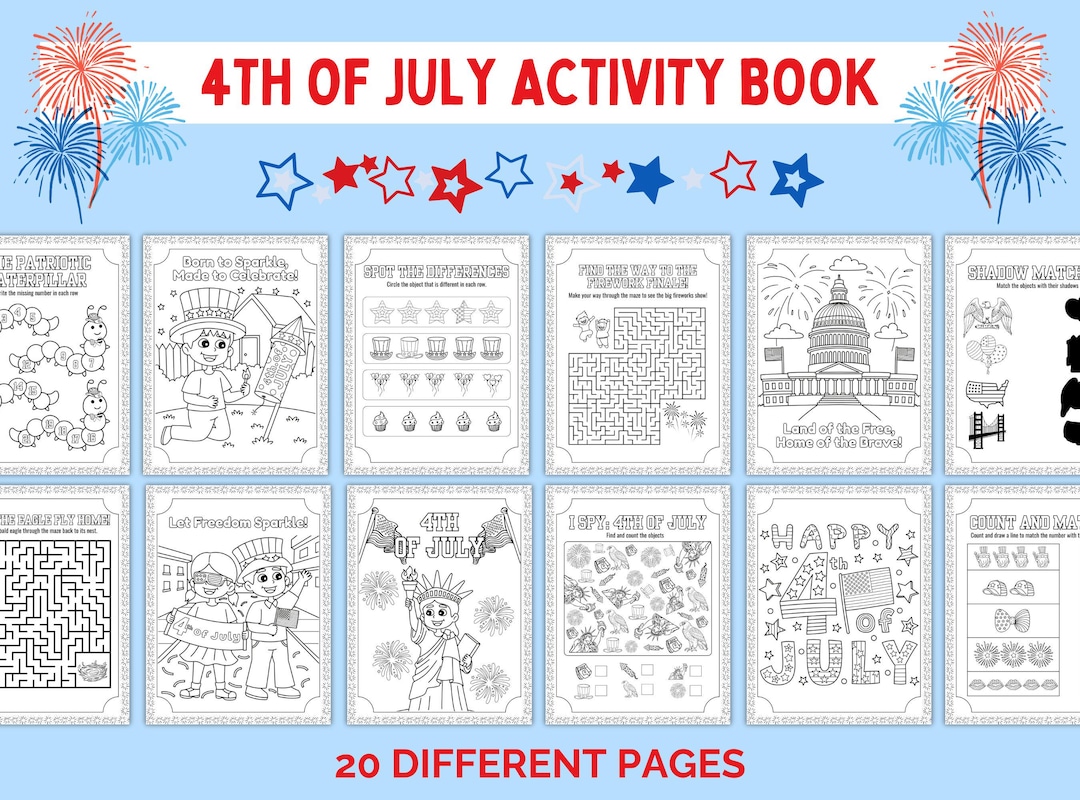 4th of July Activity Book Printable Independence Day Coloring Pages 4th ...