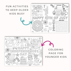 4th of July Activity Placemat Printable Independence Day Coloring ...