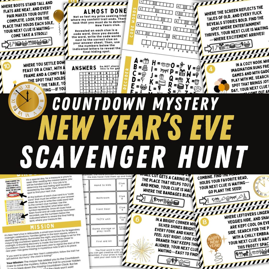 New Year's Scavenger Hunt Printable NYE Scavenger Hunt for Kids New ...