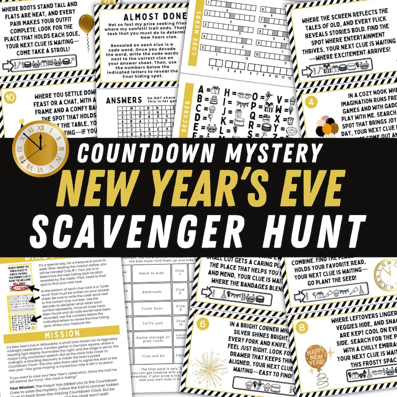 New Year's Scavenger Hunt Printable NYE Scavenger Hunt for Kids New ...
