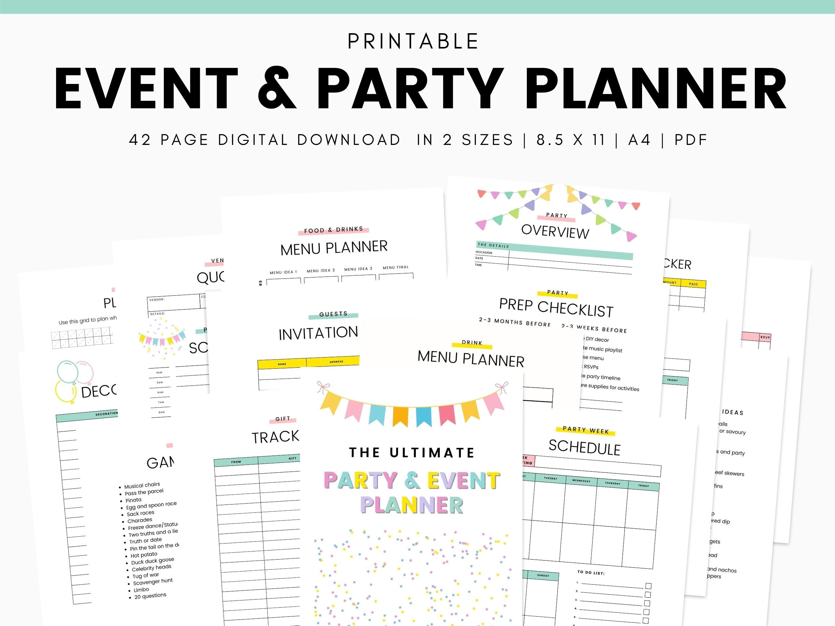 Printable Party Planner Printable Event Planner Birthday - Etsy