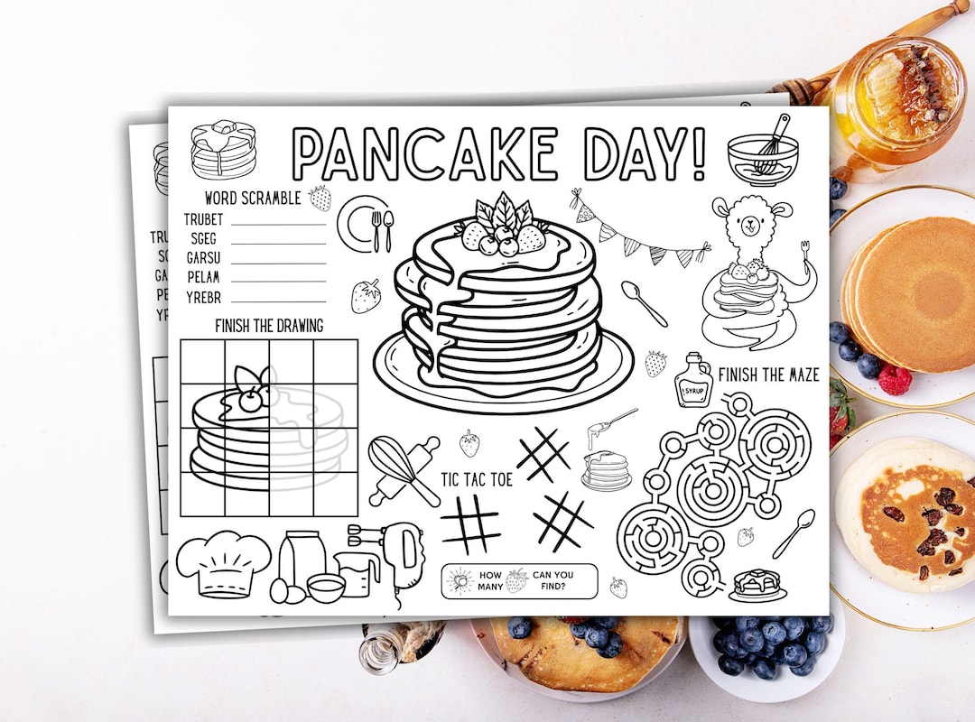 Pancake Day Activity Placemat Printable Pancake Day Coloring for Kids ...